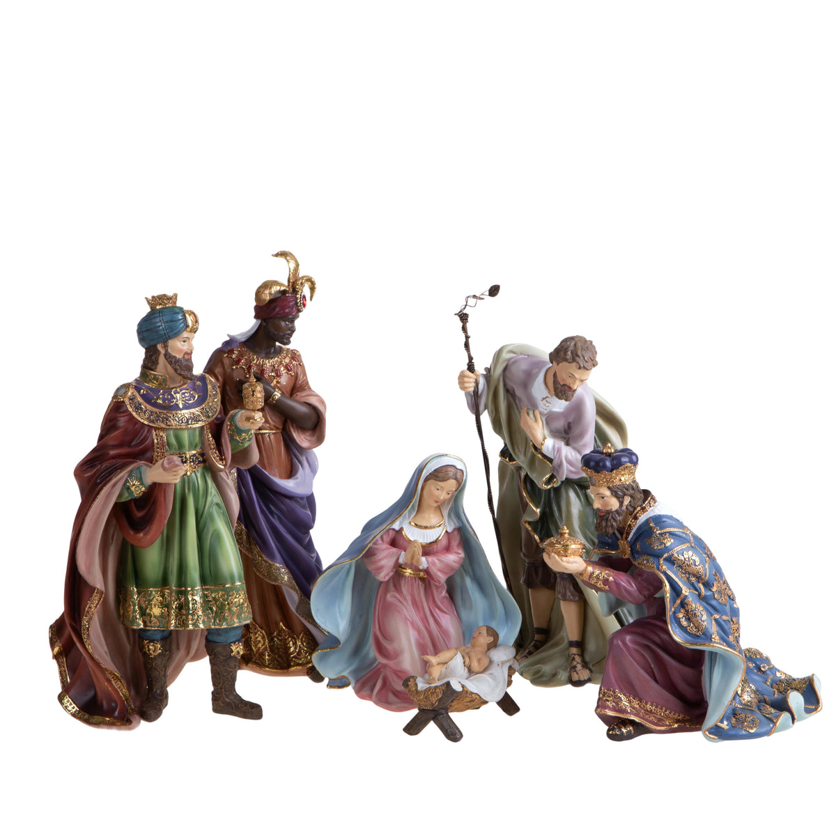 Statuette Natività con 6 personaggi da presepe, multicolor, 33 cm ...
